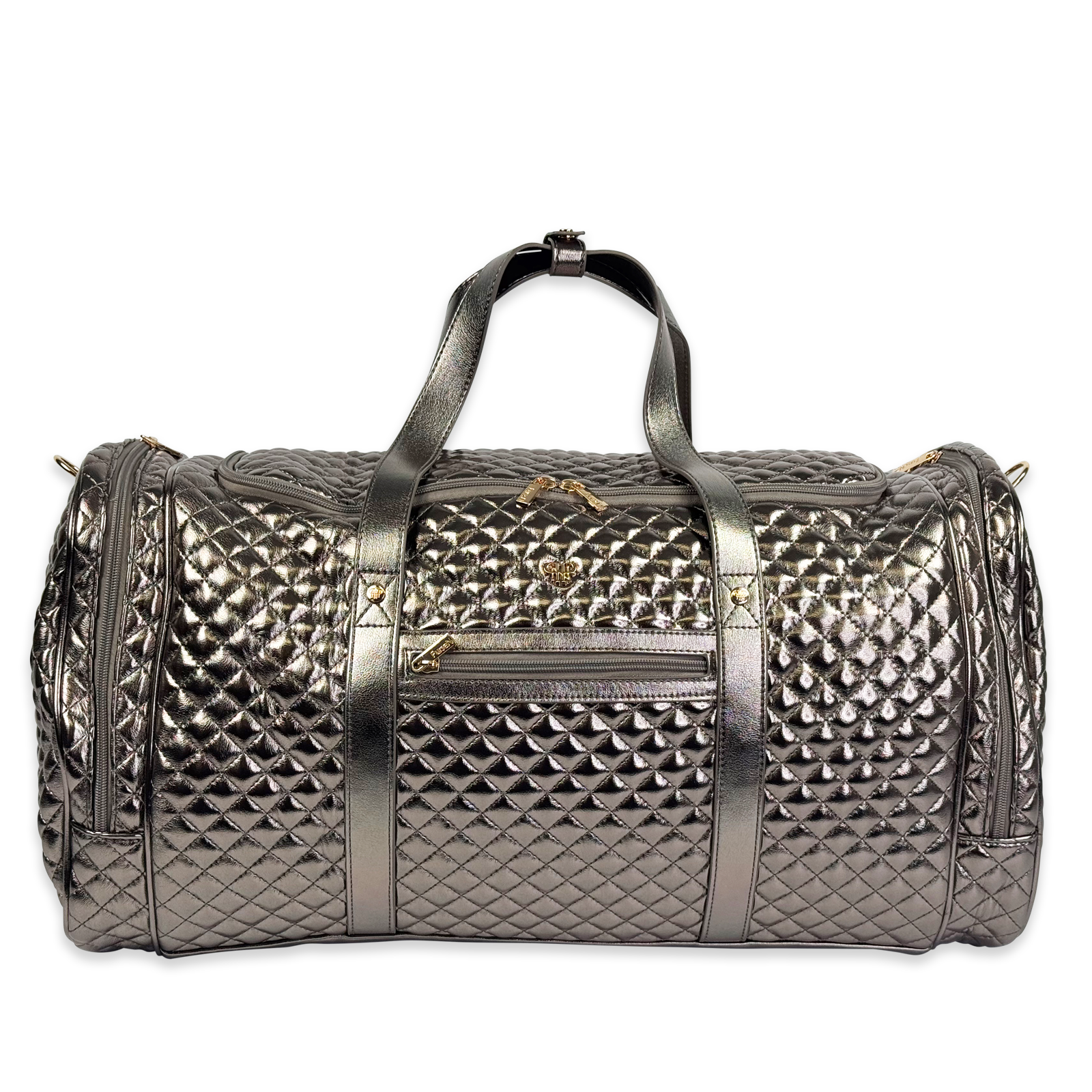 Luxe Duffel Bag - Bronze Quilted Vegan Leather – PurseN