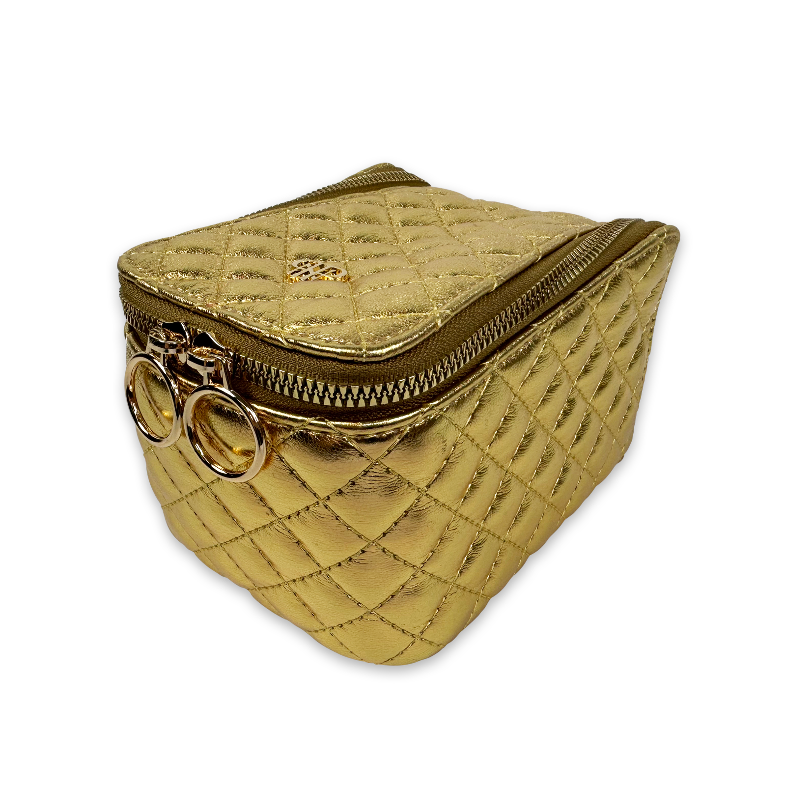 Train Jewelry Case - Travel Jewelry Organizer - Gold Quilted Vegan ...