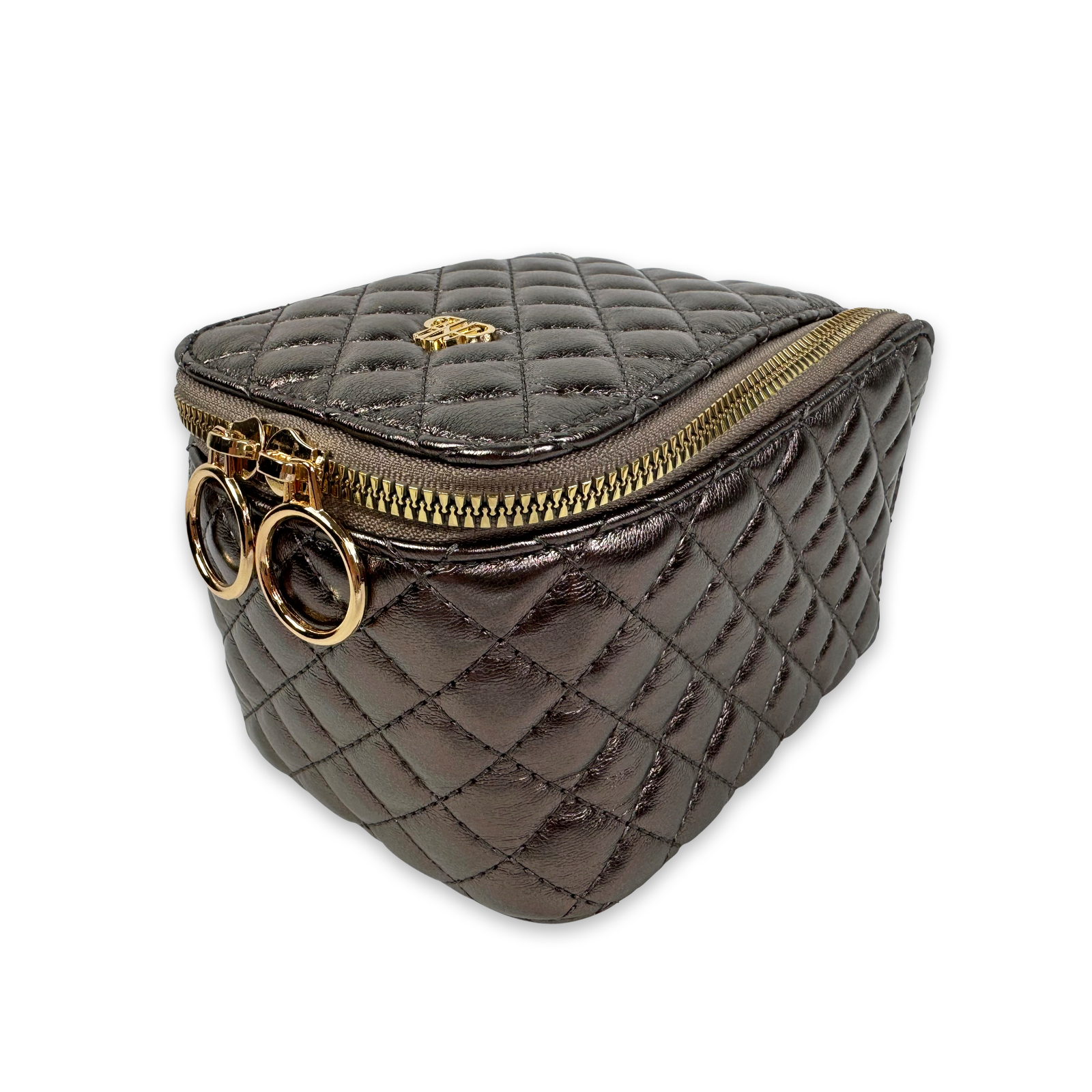 Train Jewelry Case - Travel Jewelry Organizer - Bronze Quilted Vegan ...
