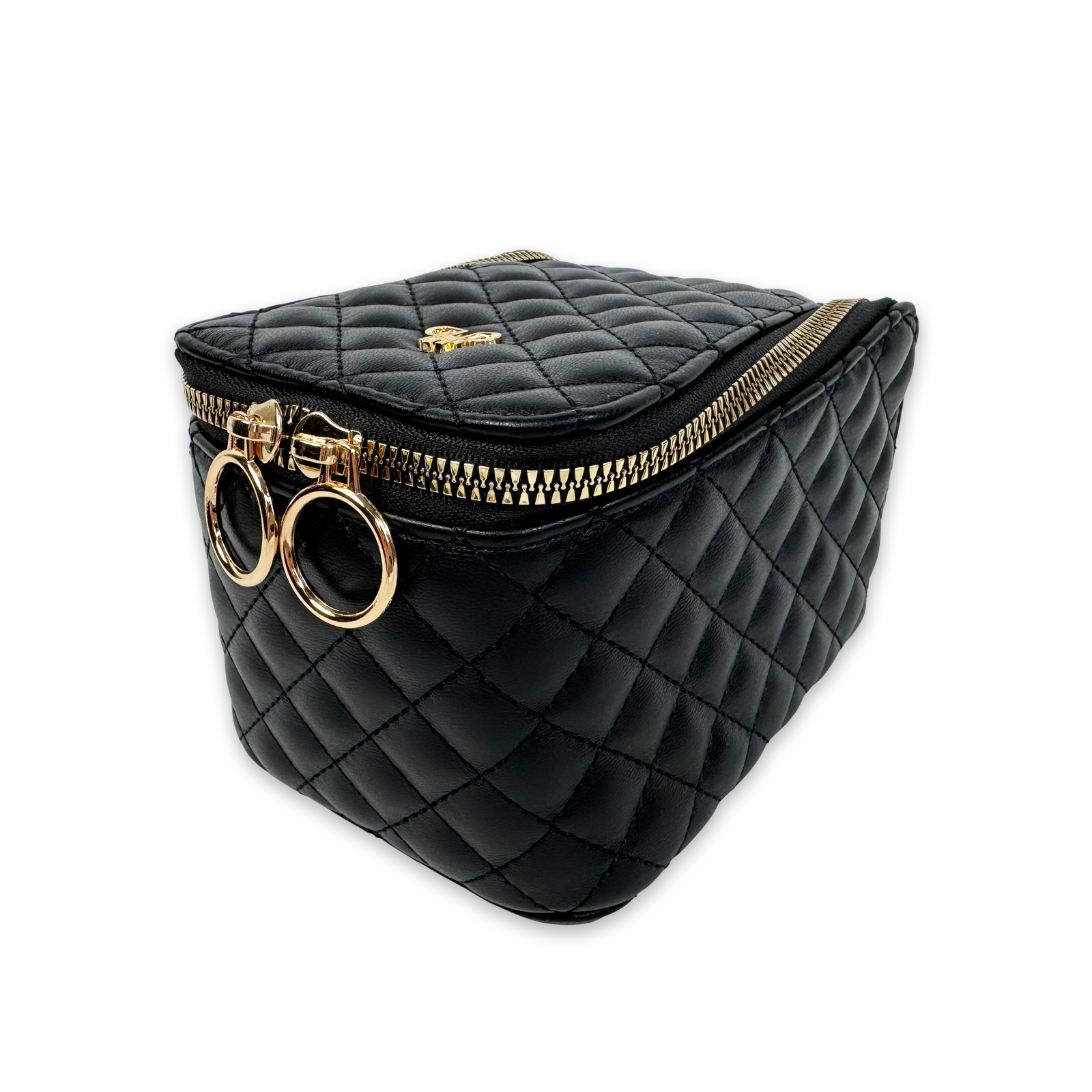 Train Jewelry Case - Travel Jewelry Organizer - Black Quilted Vegan ...