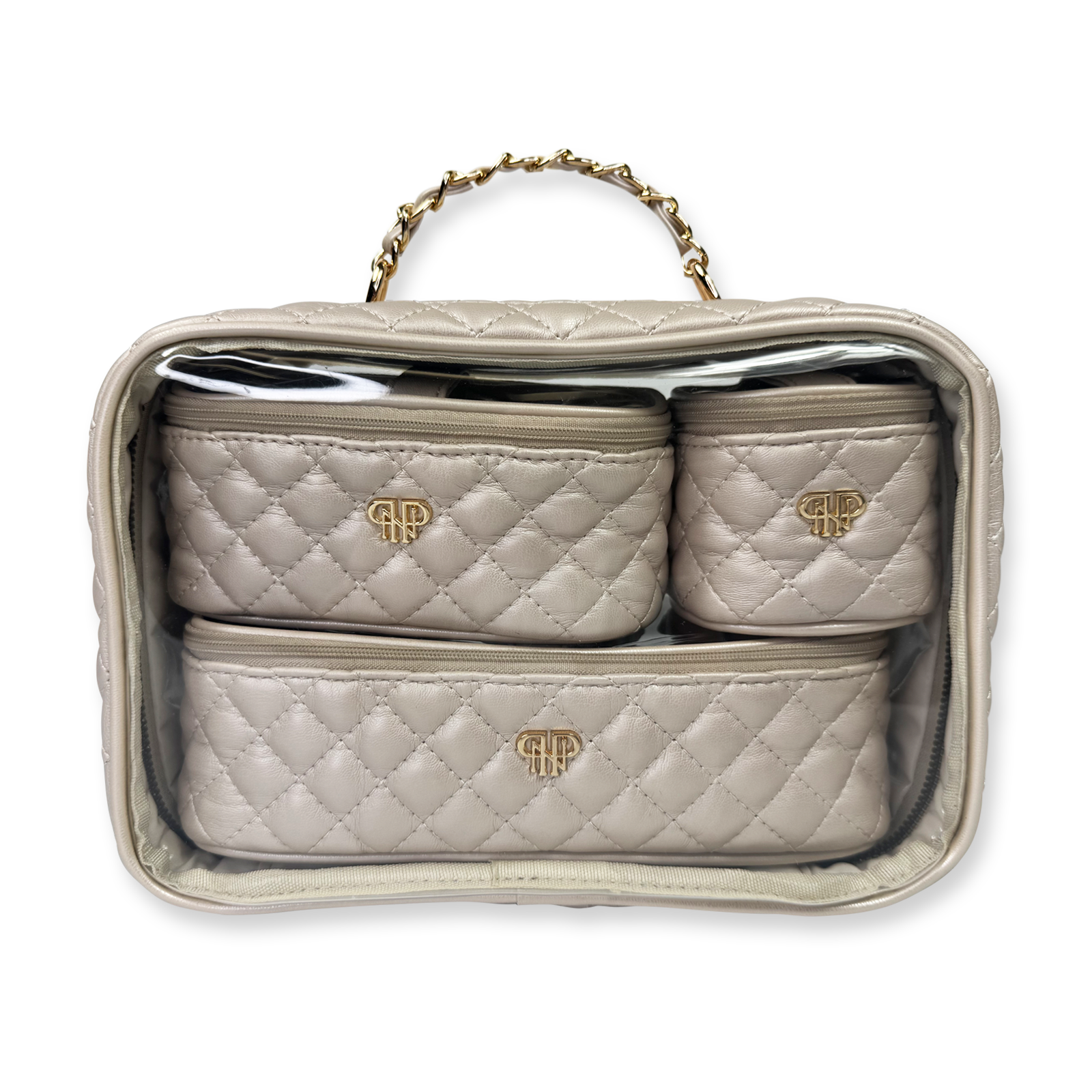 Trio Jet Setter - 4 in 1 Makeup & Toiletry Case - Pearl Quilted – PurseN