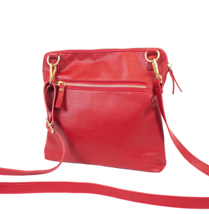 Crossbody w/ Interior Light - Metal Studded Red Vegan Leather – PurseN